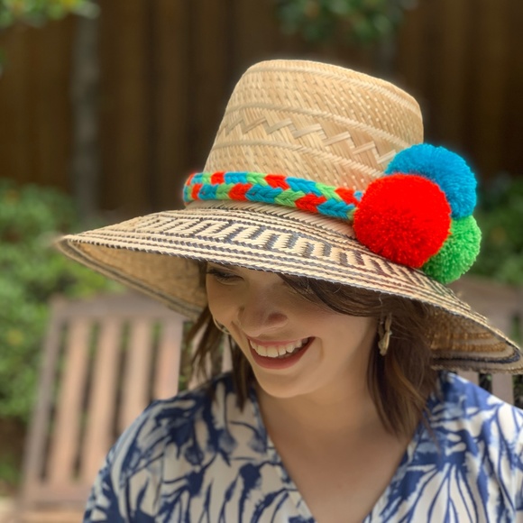 Wayuu Tribe | Accessories | Handwoven Hat Band With Pom Poms | Poshmark